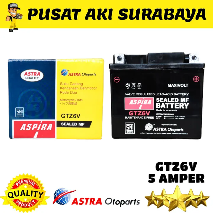 ASTRA OTOPARTS ASPIRA GTZ6V ORIGINAL ACCU KERING MF BEBAS PERAWATAN ...