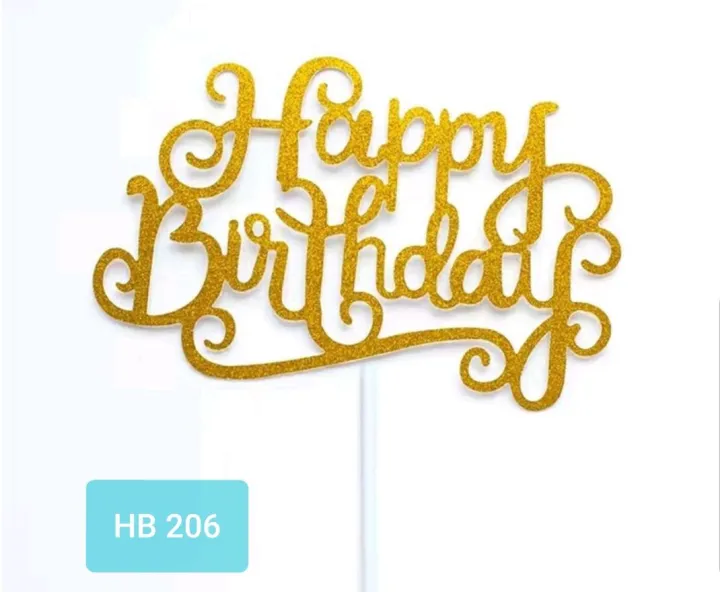 cake topper happy birthday hiasan kue warna gold | Lazada Indonesia