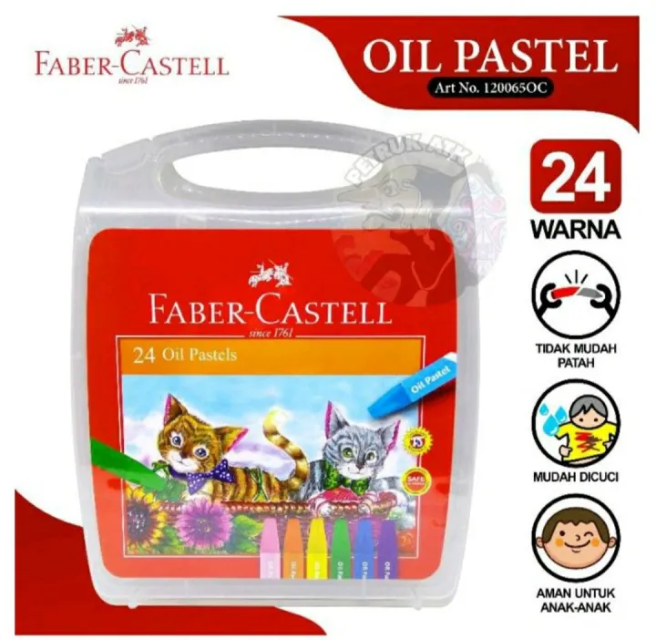 crayon faber castell 12 18 24 warna hexagonal oil pastel kucing ...