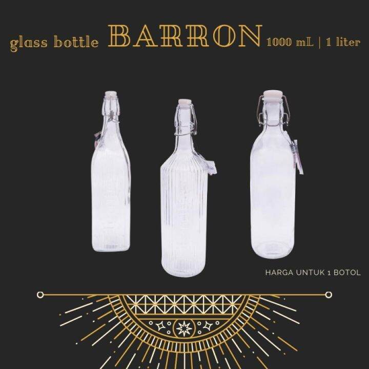 BARRON Glass Bottle | Botol Kaca Cantik | Botol Susu | Botol Kopi ...