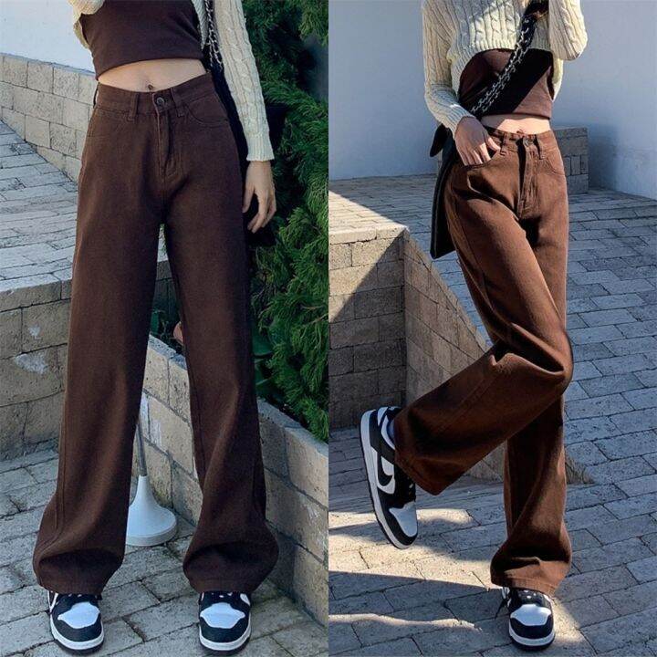 Neutral Baggy Pants Wide Leg High Waist Denim Jeans Lazada Ph