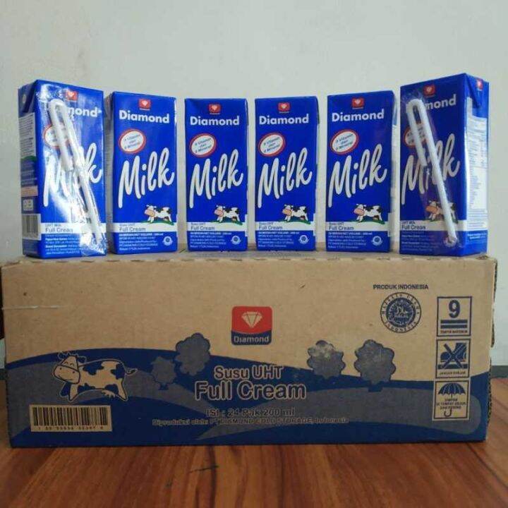 Susu Diamond UHT 200ml Full Cream, Strawberry, Low Fat, Coklat 1 Dus ...
