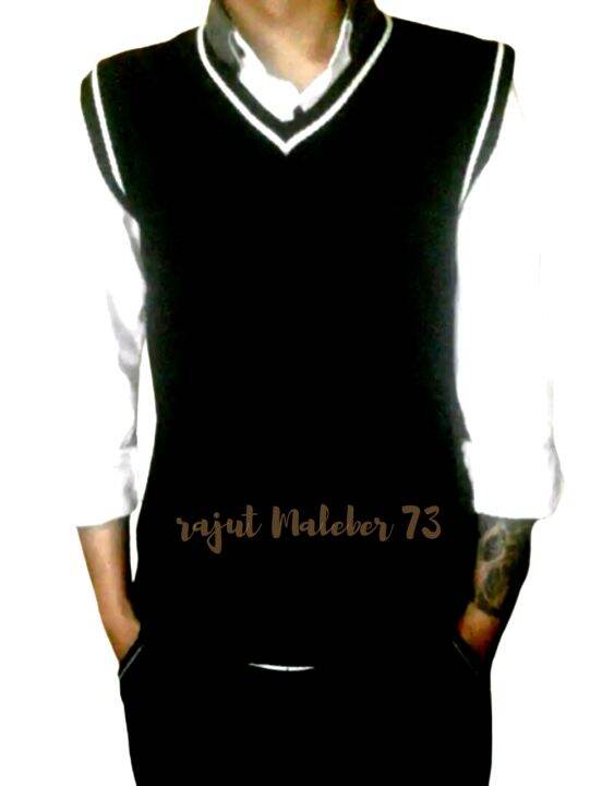 Rompi Rajut Pria/Rompi Pria Hitam Polos | Lazada Indonesia