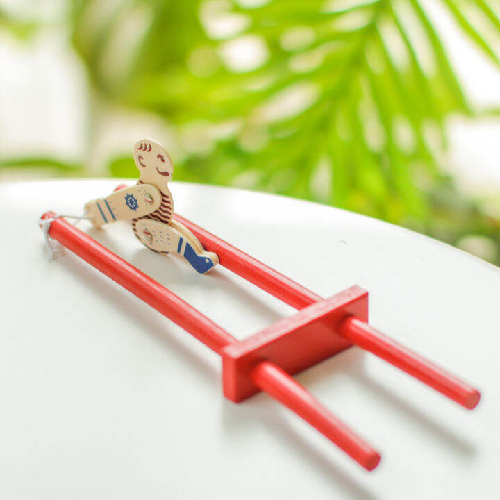 Wooden Toy Acrobatic Person Decompression Flip Bucket Children's Wooden ...