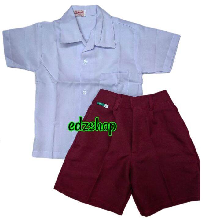 maroon shorts&polo set school uniform.juncel&ericson brand | Lazada PH