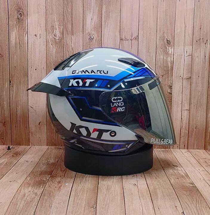 Helm KYT DJ maru #9 white blue paket ganteng | Lazada Indonesia