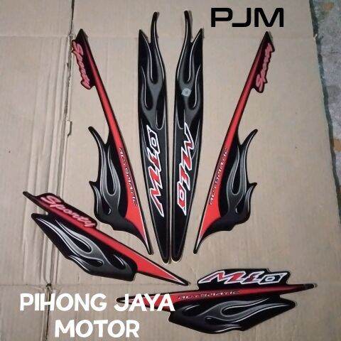 stiker striping full body yamaha mio lama mio old hitam corak api ...