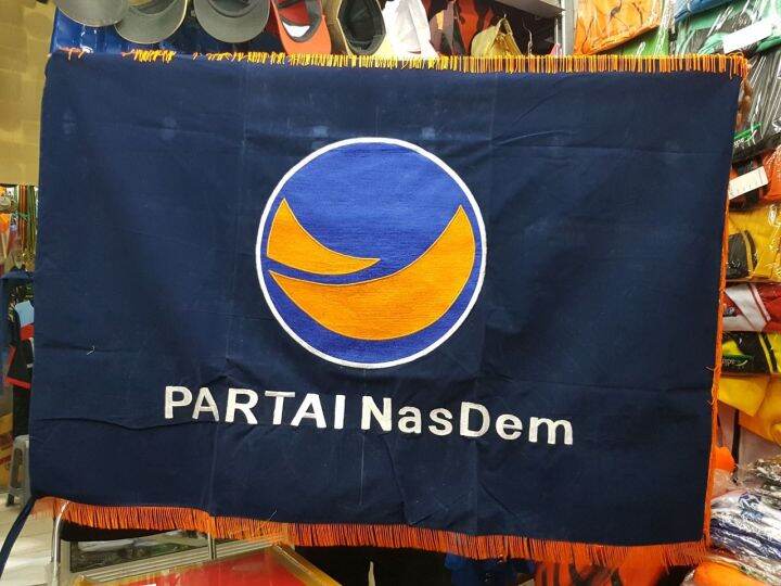 bendera pataka partai nasdem/bendera ruangan partai Nasdem UK 90x135 ...