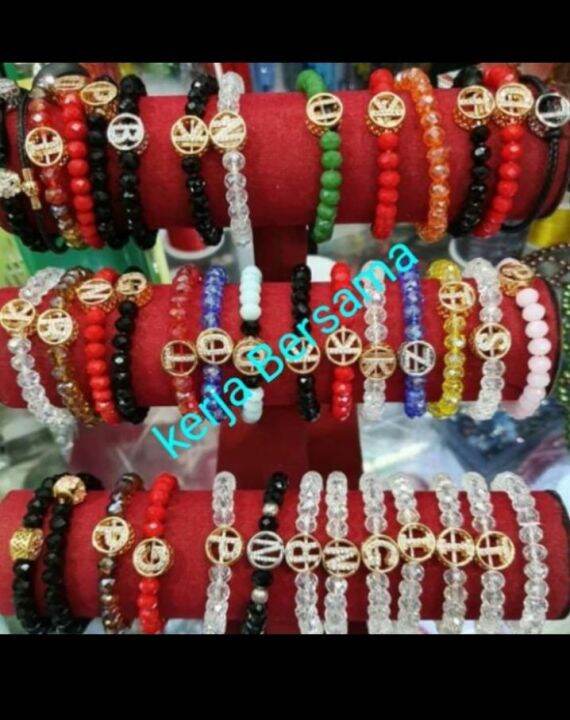 Gelang batu kristal huruf inisial nama | Lazada Indonesia