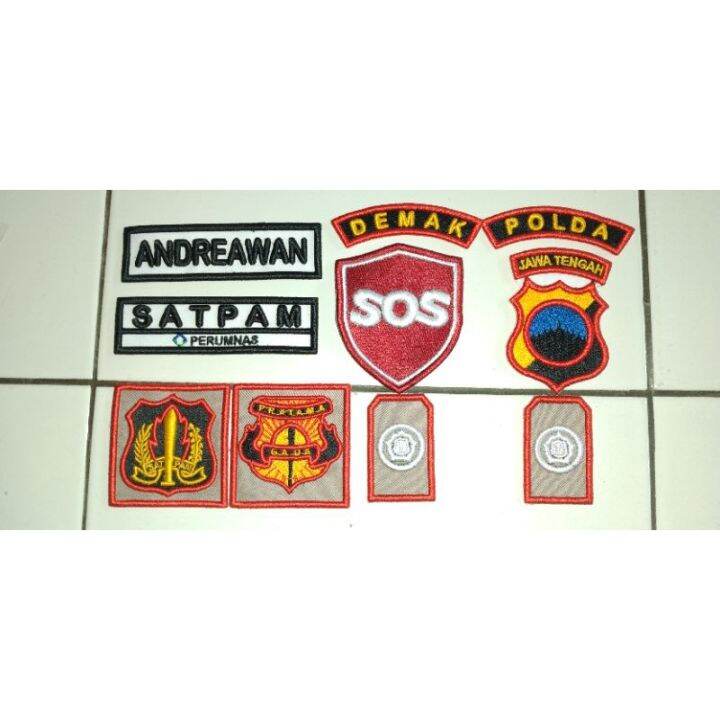 Atribut satpam + logo perusahaan (bordir timbul) | Lazada Indonesia