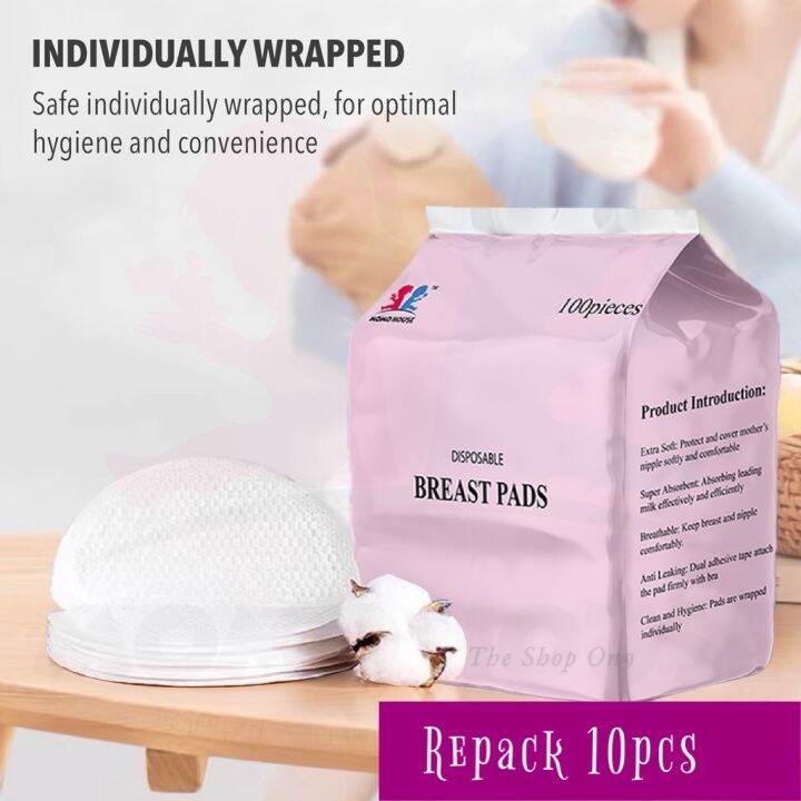 👶🏻Repack 10pcs👶🏻by MOMO HOUSE Disposable Breast Pad Anti-leak Nursing 150ml Absorption Breastpad ...
