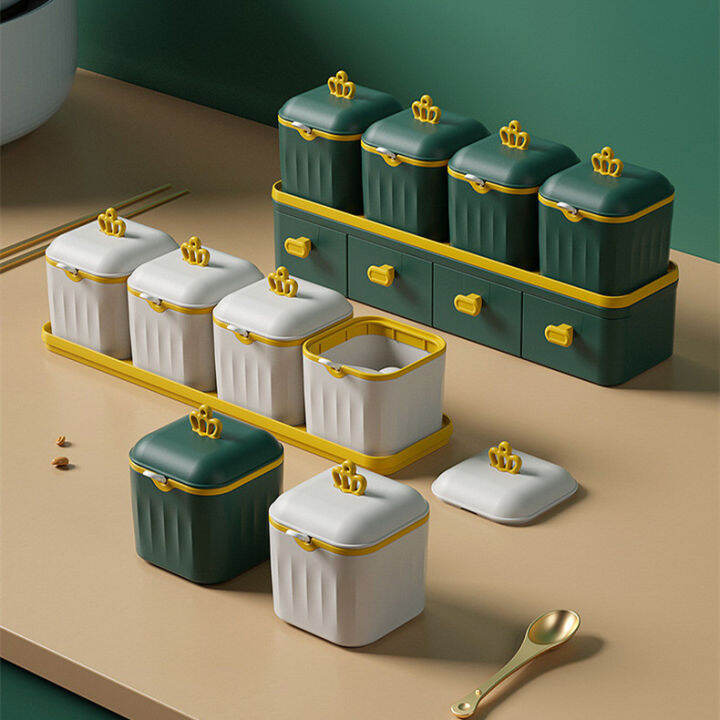 Y0-Fun Kitchen household seasoning box sealed tank combination set ...