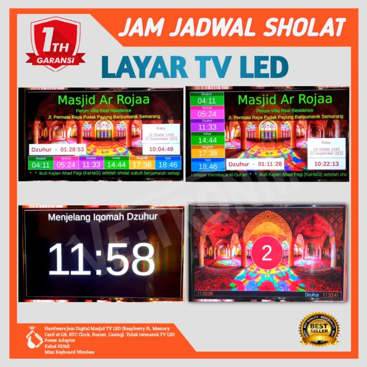 Jam jadwal sholat Tv led modul jam sholat digital | Lazada Indonesia