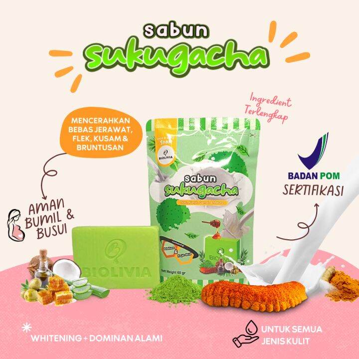 Sabun Sukugacha BIOLIVIA Susu Kambing Kunyit Gamat Matcha with ...