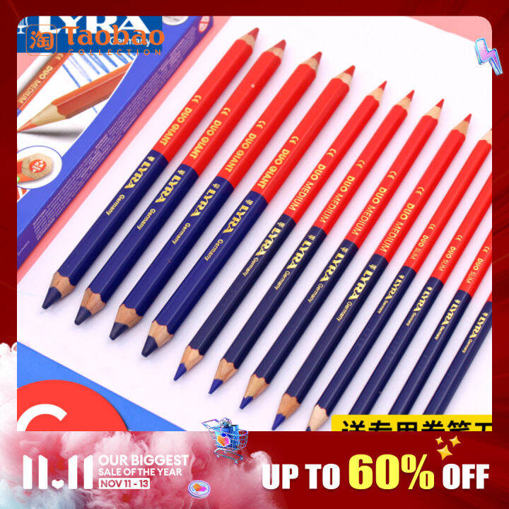 German Lyra Lyra Red and Blue Two-Color Pencil Thickness Double-Headed Design Drawing Mark ...