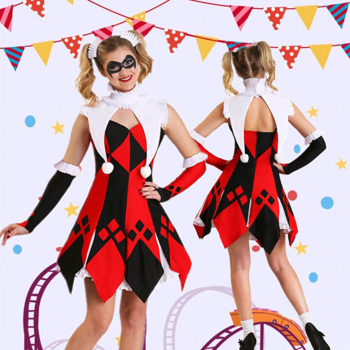 New Halloween Costume Female Circus Soul Horror Suit Clown Costume ...