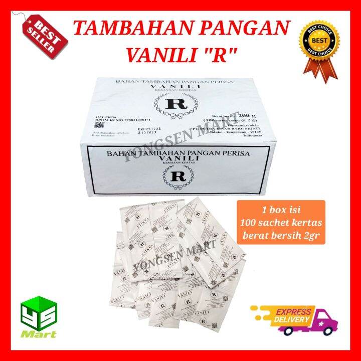 ( 1 box ) Vanili R , Vanili bubuk R , tambahan pangan sachet kertas 2gr ...