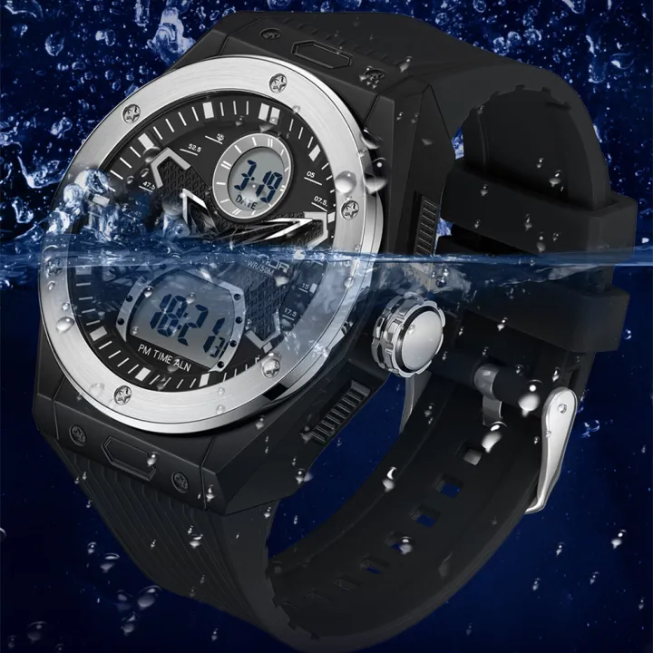 SANDA กีฬากลางแจ้งนาฬิกาผู้ชาย5Bar กันน้ำทหาร Camouflage นาฬิกา Dual Display นาฬิกาข้อมือนาฬิกา ...