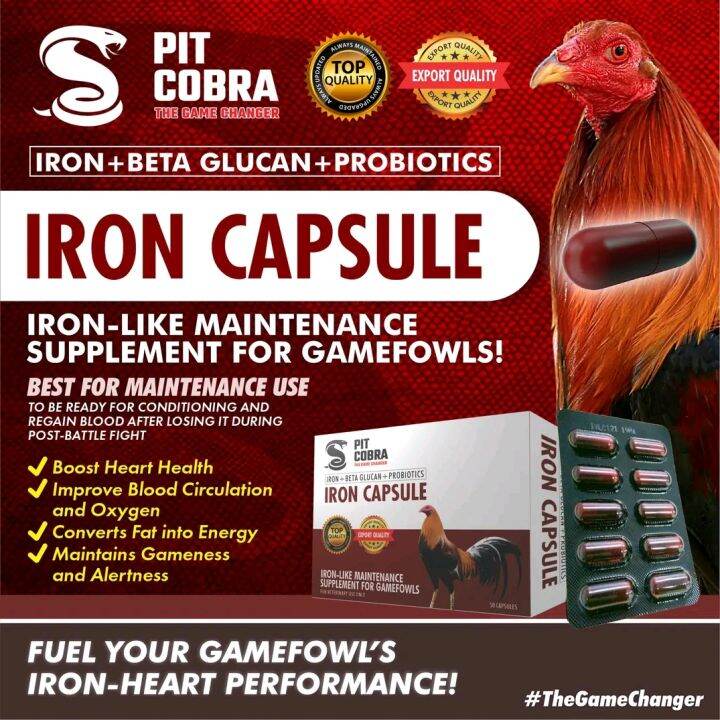 PIT COBRA | IRON CAPSULE | IRON + BETA GLUCAN + PROBIOTICS | VETAGRI ...