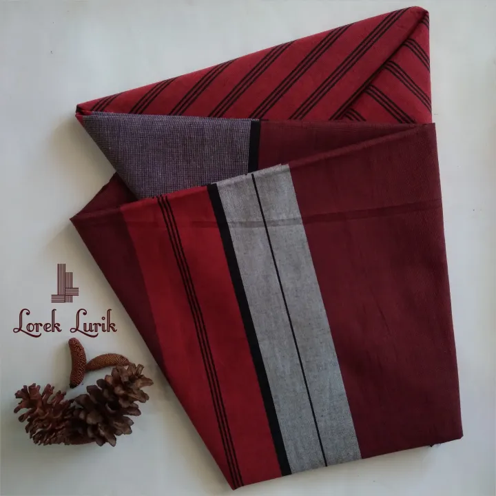 Kain Lurik Gradasi Merah Maroon / Kain Tenun Lurik Kombinasi Merah Abu ...