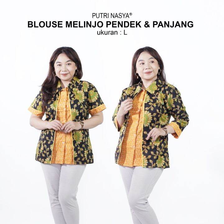 Blouse Big Size LD 140 Wanita Atasan Batik Jumbo S-M-L-XL-2L-3L-4L-5L-6L-7L Model Blus Jumbo ...