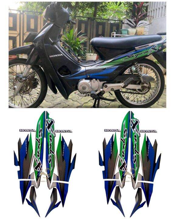 Striping Stiker Lis Les Body Motor Honda Supra X 2002 Hitam Hijau ...