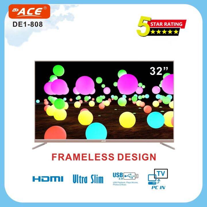 ACE 32" LED TV DE1-808 ULTRA-Slim Frameless LED TV with FREE BRACKET ...