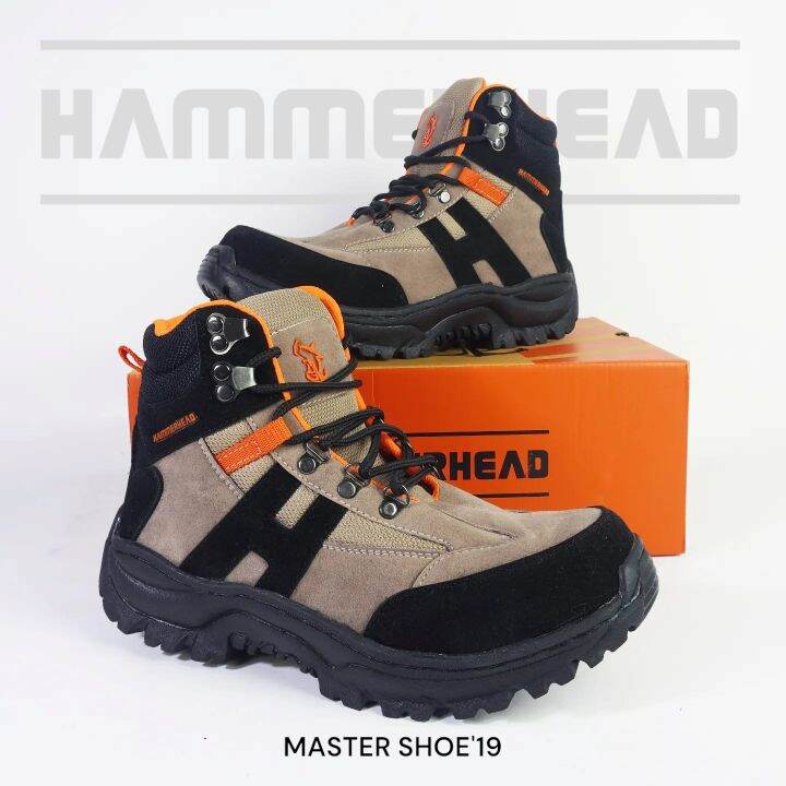 HAMMERHEAD - Sepatu safety boots hiking ujung besi hitam kombinasi ...