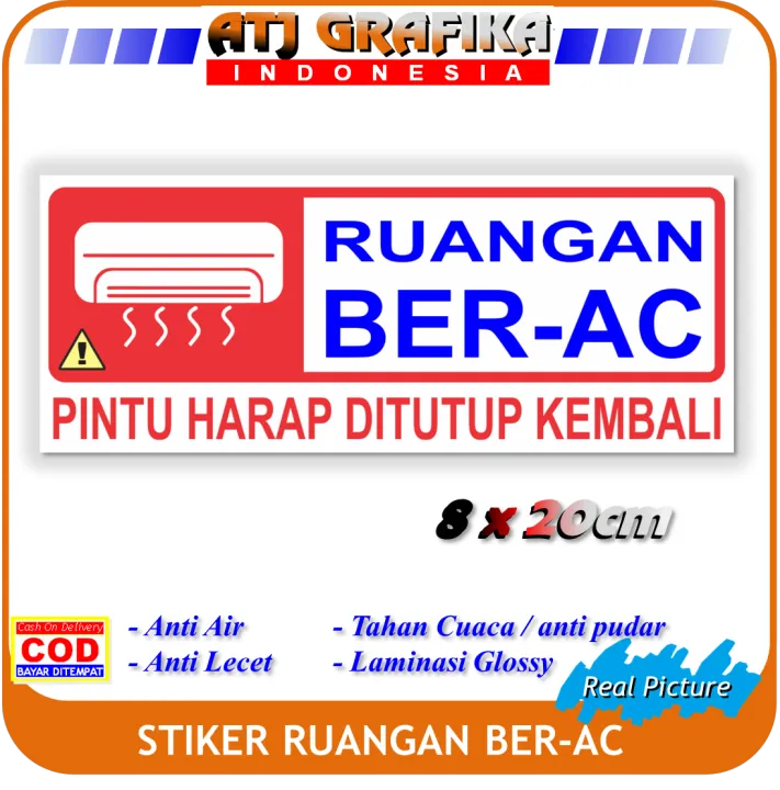 Stiker ruangan ber AC pintu harap ditutup kembali sticker kantor masjid toko dll | Lazada Indonesia
