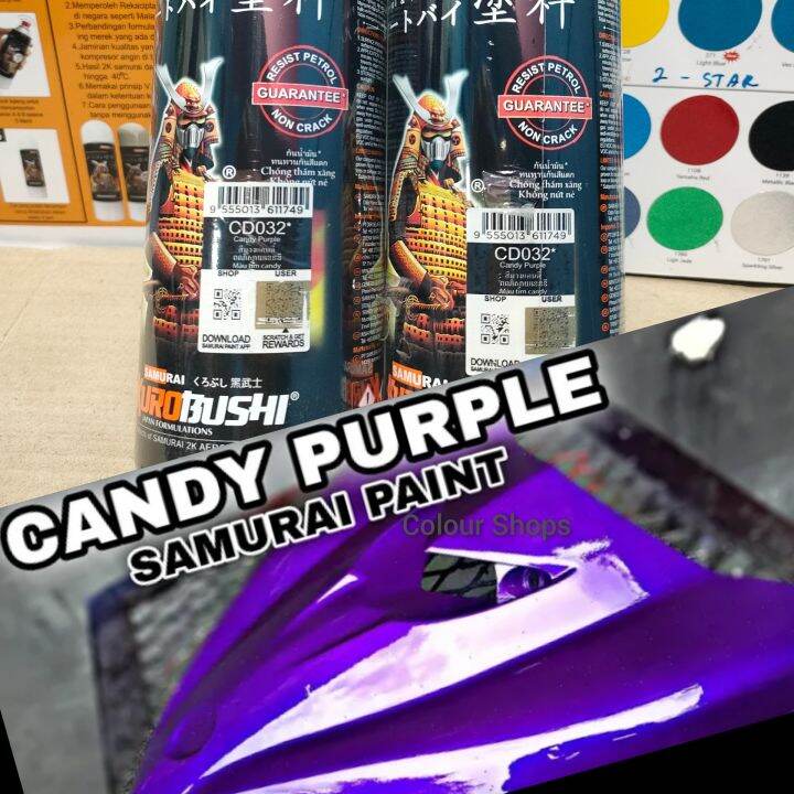 Pilok Pilox Cat Samurai Paint Candy Purple Ungu Glossy CD032 032 400ml Cat Semprot SamuraiPaint ...