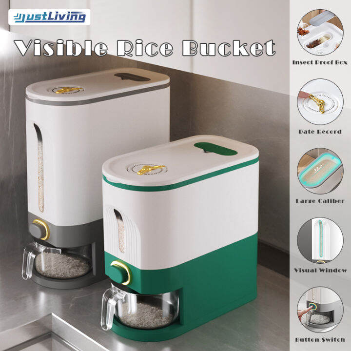 JustLiving 1PC 5/10kg Rice Storage Container Bin Kitchen Measurable ...