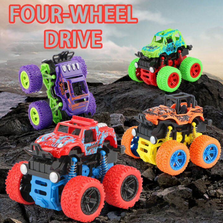 Monster Trucks Pull Back Vehicles Cars 360° Rotation 4 Wheels Drive ...