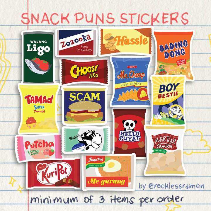 Snack Puns Waterproof Stickers by Reckless Ramen | Lazada PH