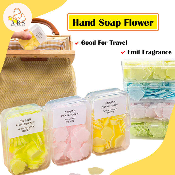 ABS Travel Disposable Hand Wash Soap Paper Mini Flower Tablet Box ...