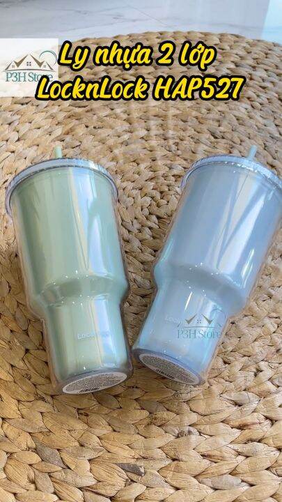 Ly nhựa 2 lớp dung tích lớn 1L Lock&Lock double wall cold cup HAP527 ...