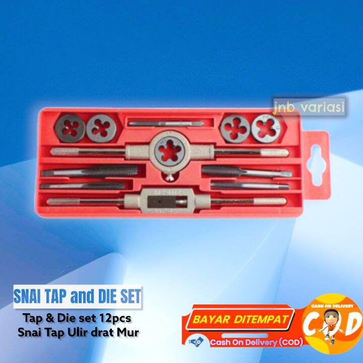 Hand tap n die set Alat snai set Senai ulir drat set 12pcs | Lazada ...