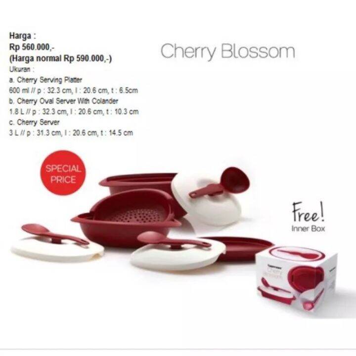 cherry blossom tupperware set / tempat penyajian makanan tupperware ...