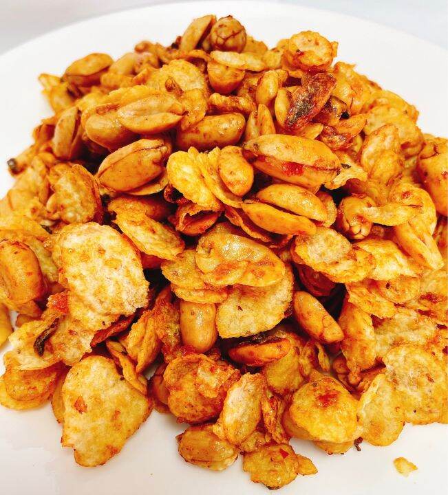 Sweet & Spicy peanut +cornflakes +ikan bilis 500g美味甜辣花生+粟米片+江鱼仔 | Lazada
