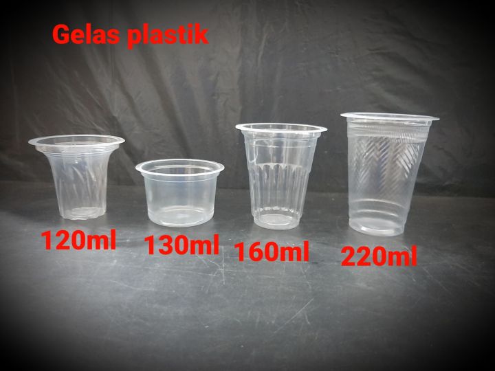 Gelas plastik 120ml 130ml 160ml 220ml isi 50pcs/ Gelas Aqua / Cup bening / Cup Jasuke | Lazada ...