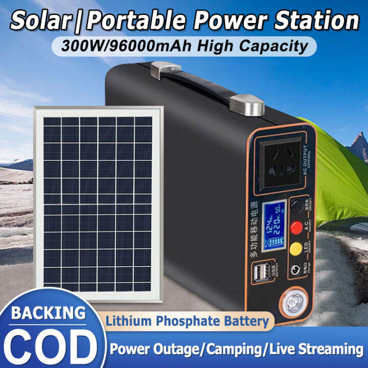 300W 96000mAh Portable Power Station Solar Generator Heavy Duty With ...