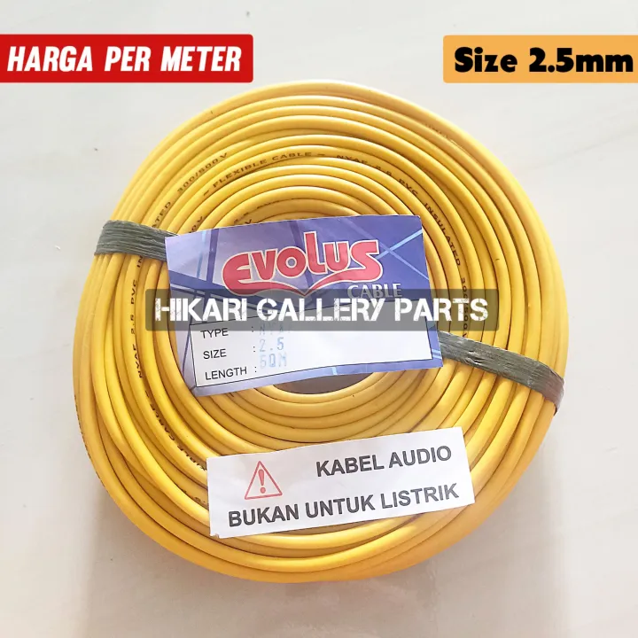 Kabel NYAF 2.5mm KUNING kabel Audio Serabut merk Evolus kabel Tunggal 2,5mm Harga per meter ...