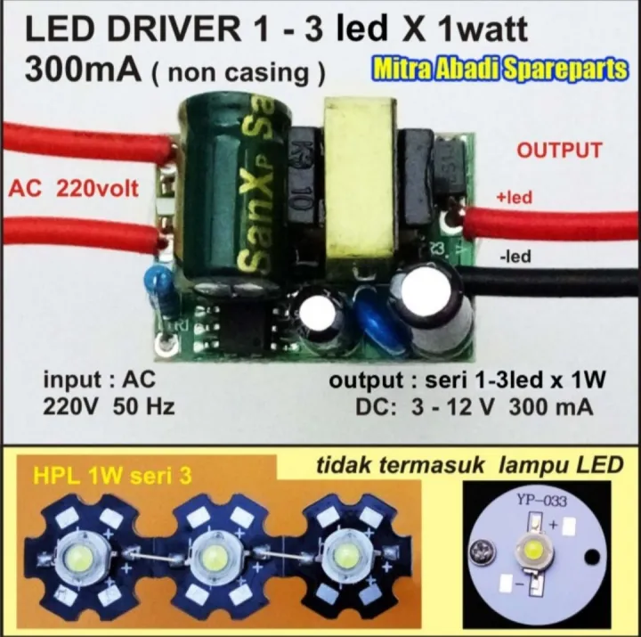 LED Driver (1-3)*1W/1 Watt HPL 300 mA non-Casing | Lazada Indonesia