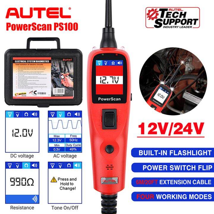 Autel Powerscan PS100 12V/24V Car Battery Tester,Power Circuit Probe ...