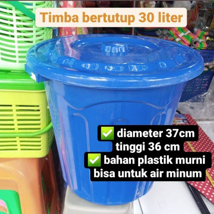 Timba 30 liter warna / ember tutup / wadah air kamar mandi / gentong ...