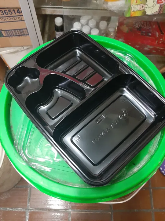 (isi 10) Mika Bento / box bento / Kotak nasi bento Hitam 4sekat (isi 10 ...