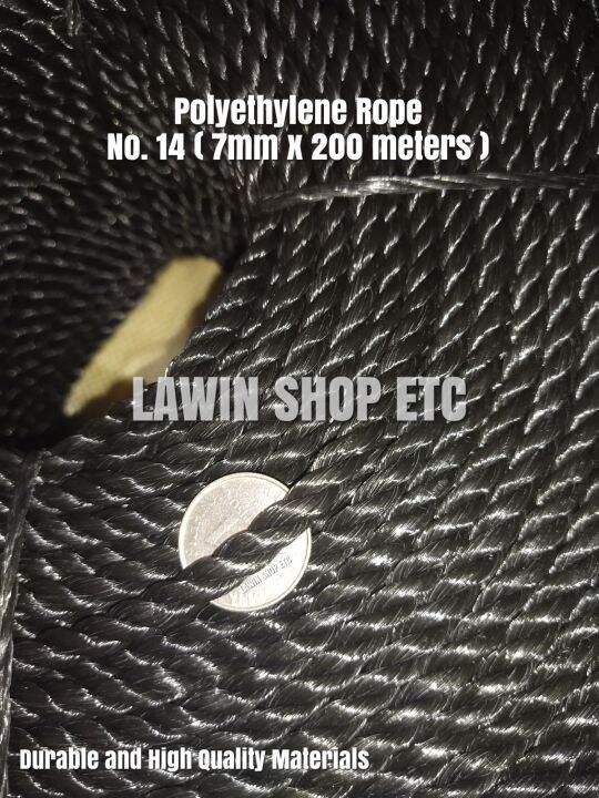 PE Nylon Rope #14 (7mm x 200 meters) Black / Orange Polyethylene Rope ...