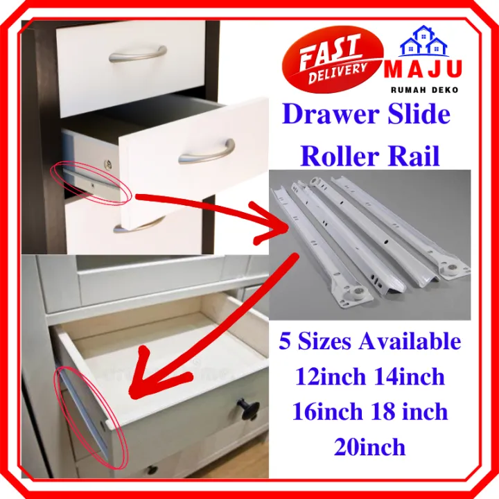 MAJU Heavy Duty Office Cabinet Drawer Slider Roller Rail Runner Slaid ...