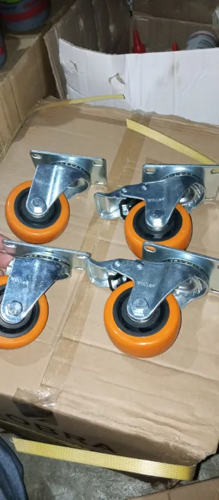 Roda etalase 3 inch MULLER 4 biji 2 hidup + rem 2 hidup tanpa rem roda ...