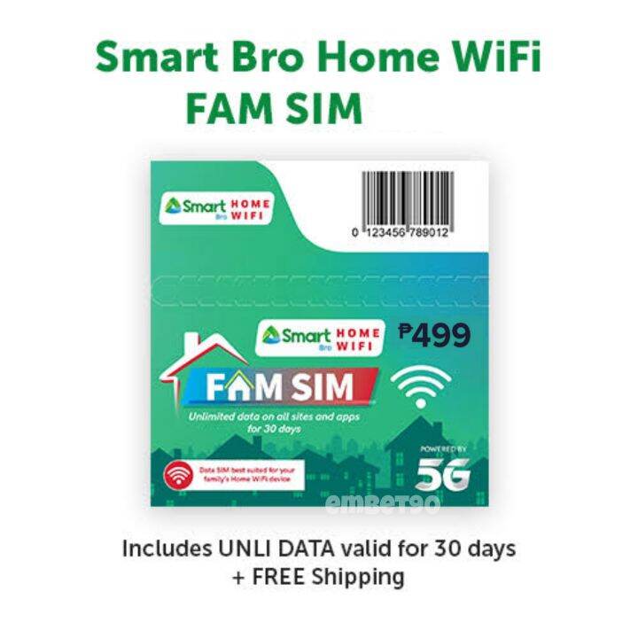 Smartbro Home WiFi Famload SIM with Unlimited Data for 30days | Lazada PH