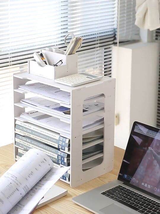 Office Supplies File Organizer Rack Desk Storage Rack Desk Organizer ...